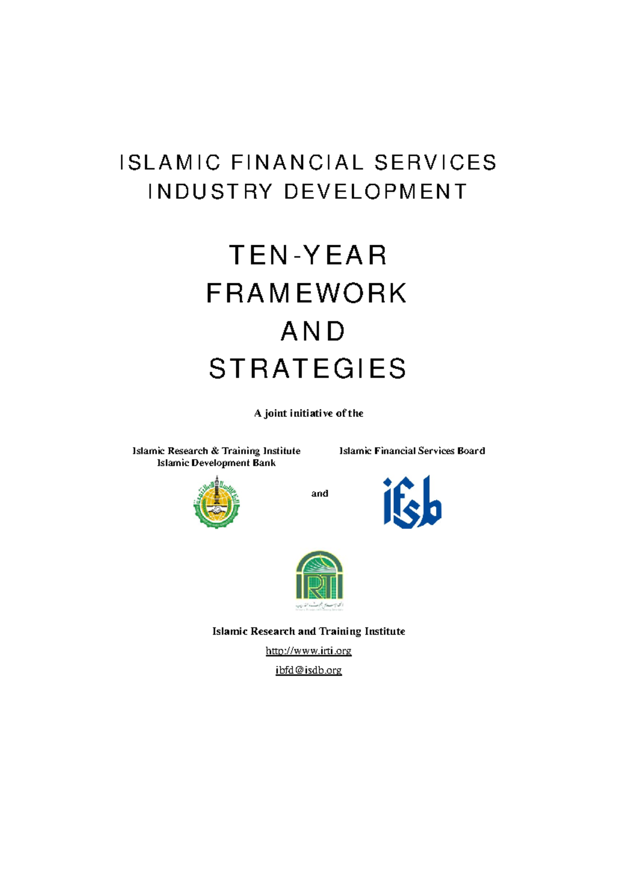 Islamic Financial Services Industry Development Ten-Year Framework and ...