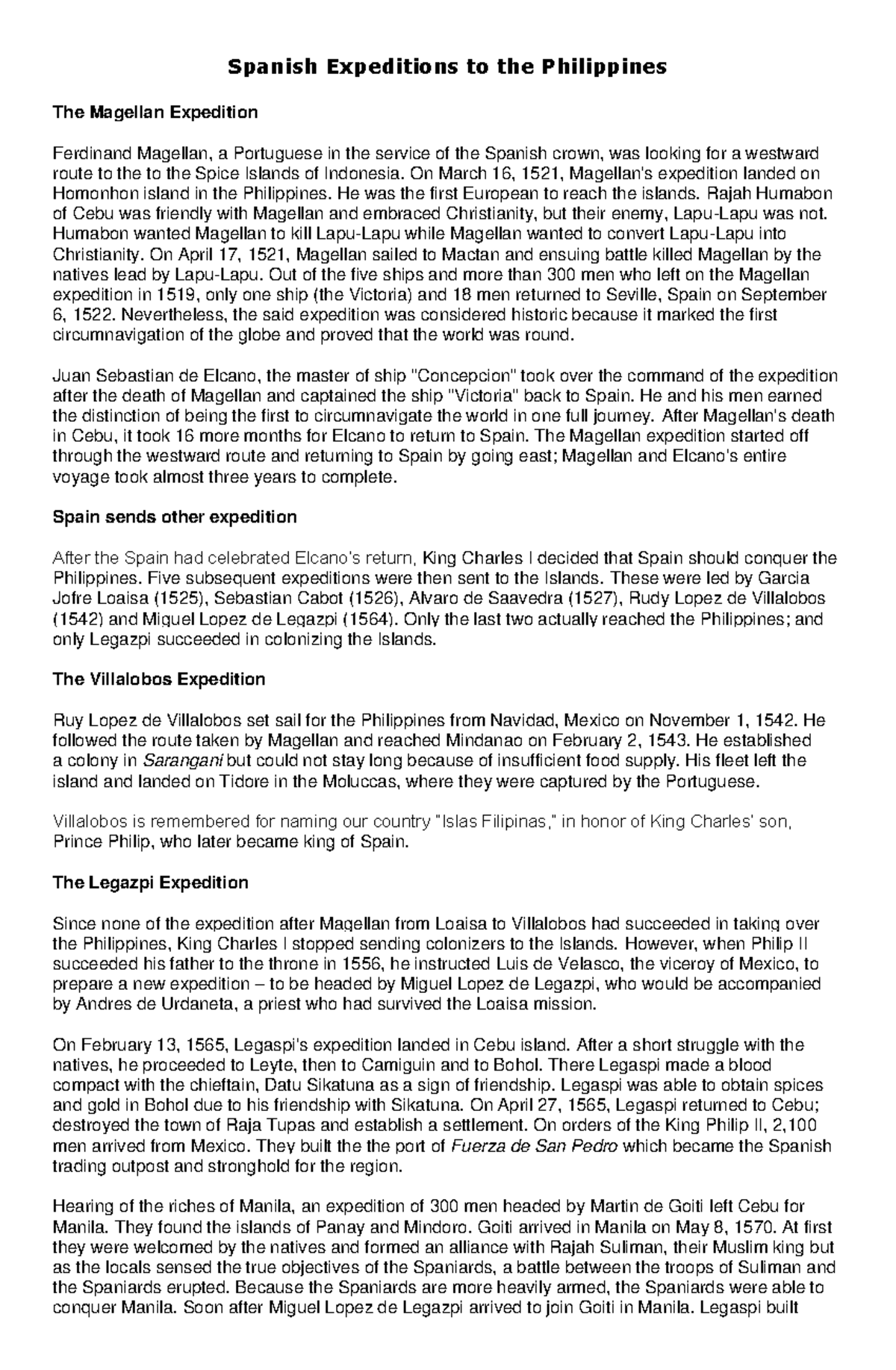 Reading IN Philippine History-Lesson 3 (PART1) - Spanish Expeditions to ...