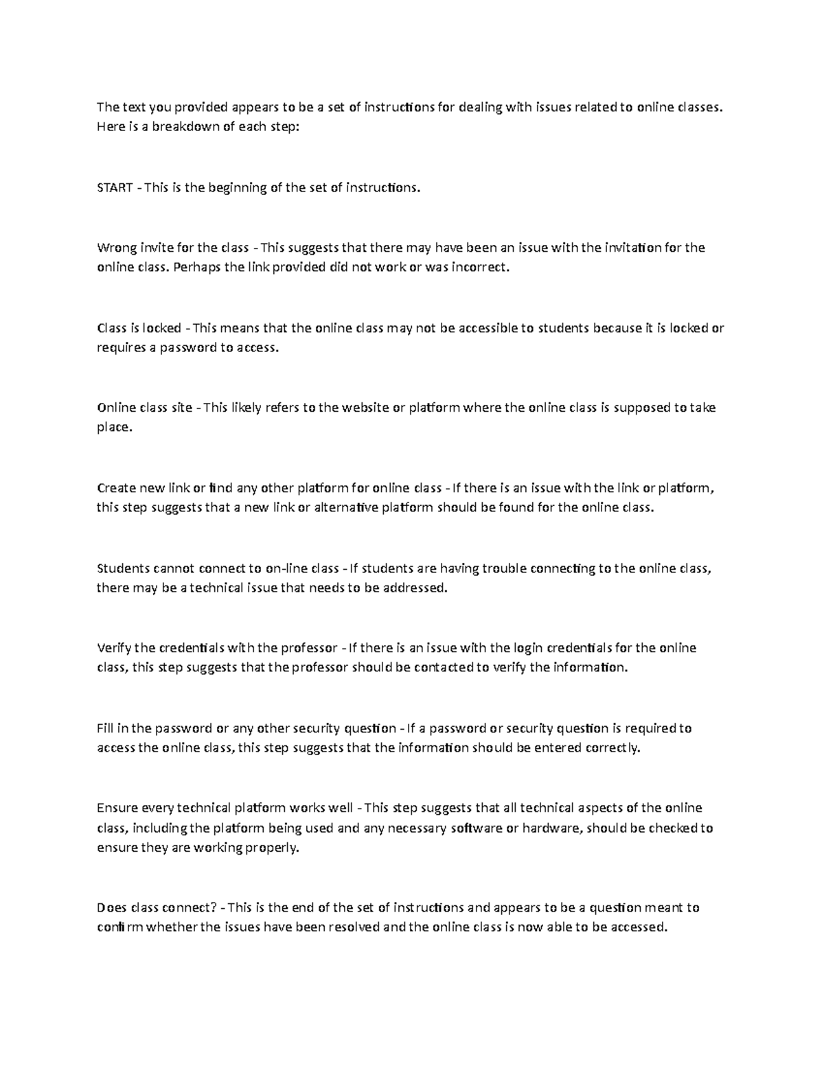 Explannation of Flow Chart - The text you provided appears to be a set of instructions for ...