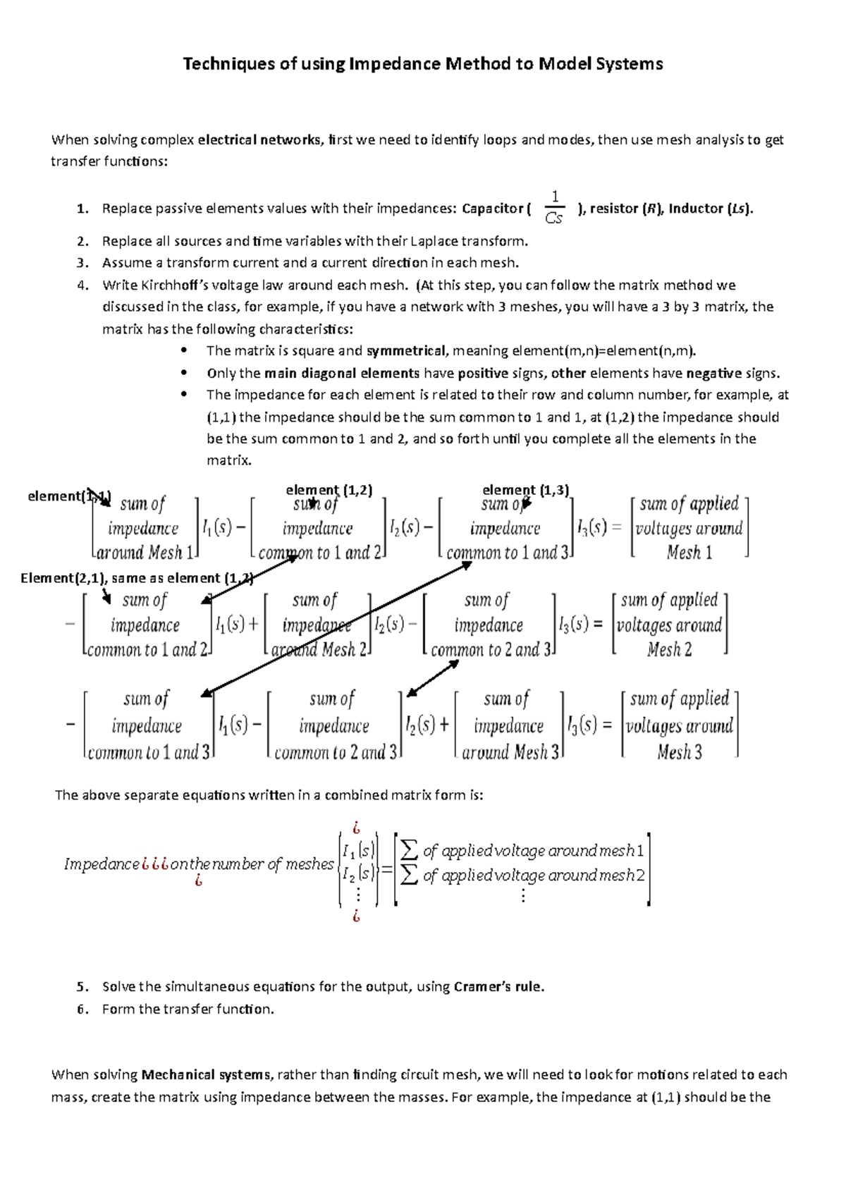 Techniques of using Impedance Method to Model Systems - Replace all ...