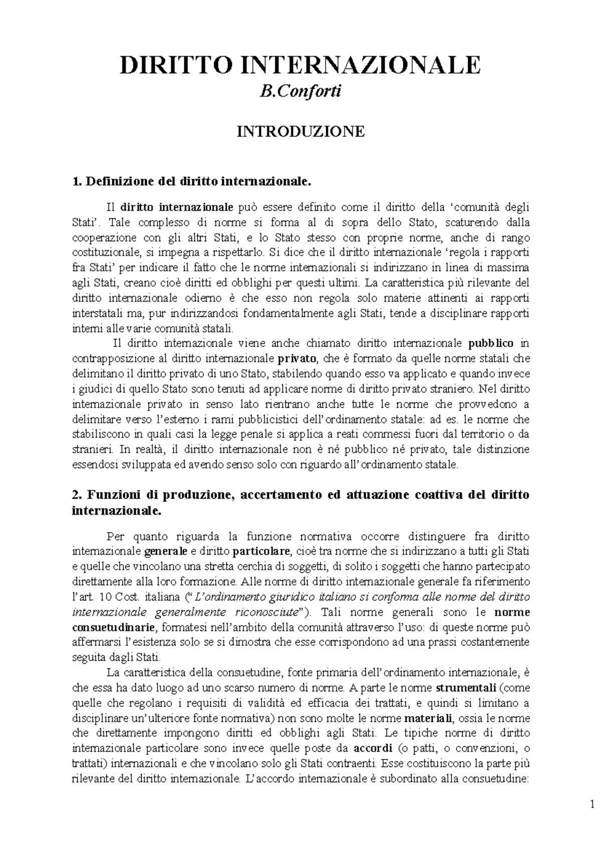 Riassunto Diritto Internazionale - DIRITTO INTERNAZIONALE B ...