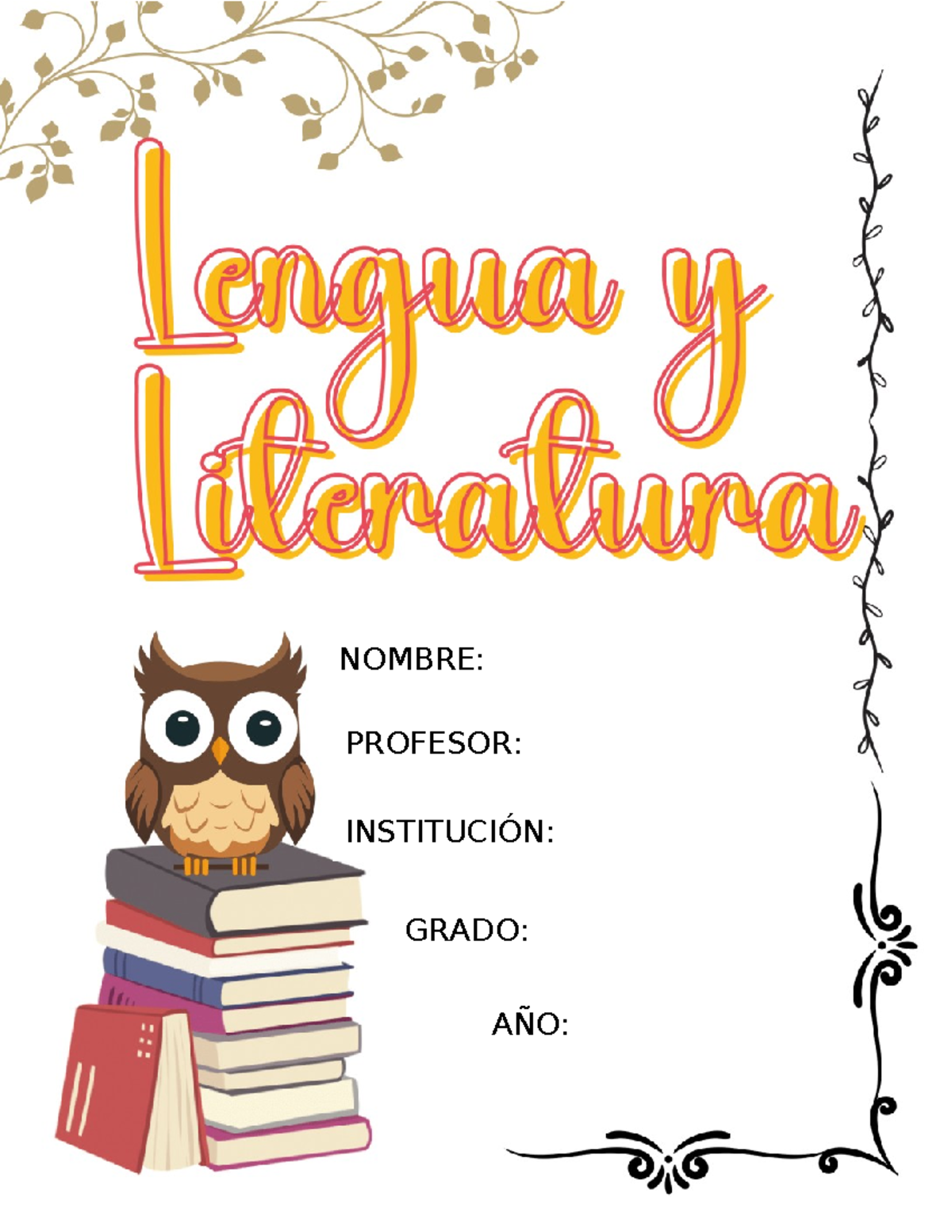 Caratula-para-secundaria-lengua-y-literatura-caratulas.net - Signos Vitales - NOMBRE: PROFESOR ...