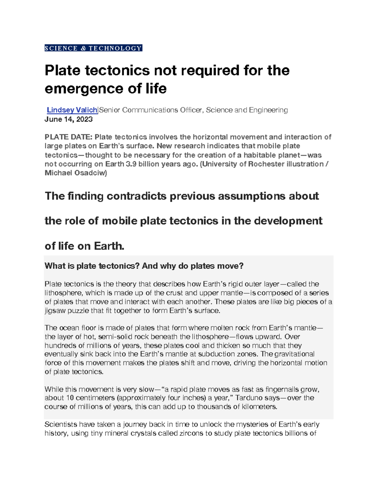Plate Tectonics not needed for life - SCIENCE & TECHNOLOGY Plate tectonics not required for the ...