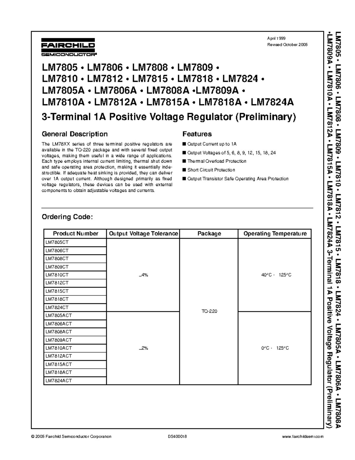 Fairchild-lm7805c - ic datasheet - © 2005 Fairchild Semiconductor ...