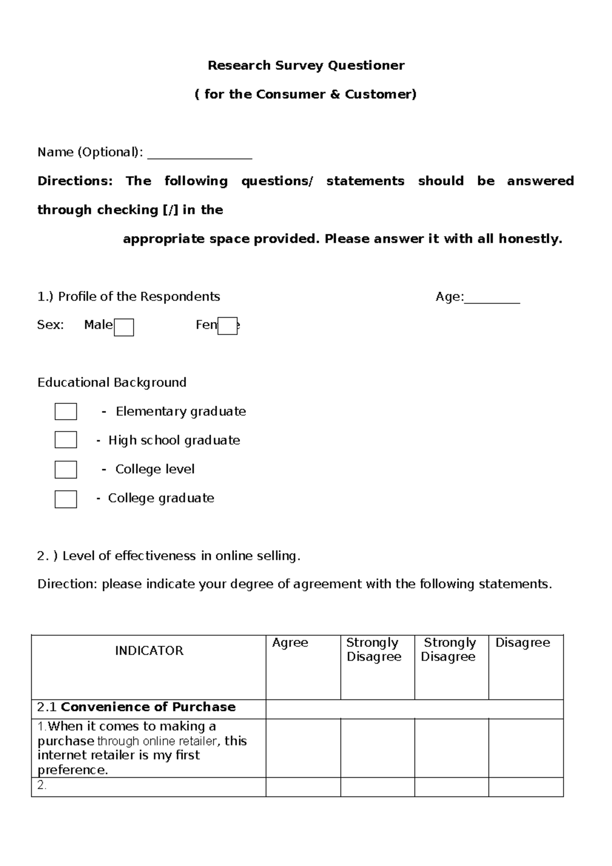 Questioner-5 20231019122857178 - Research Survey Questioner ( for the ...