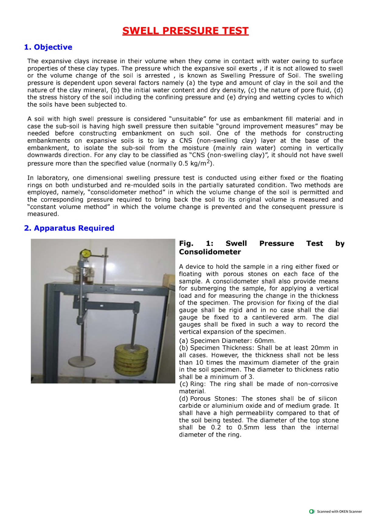 Swell Pressure Test - Geotechnical Engineering - Studocu
