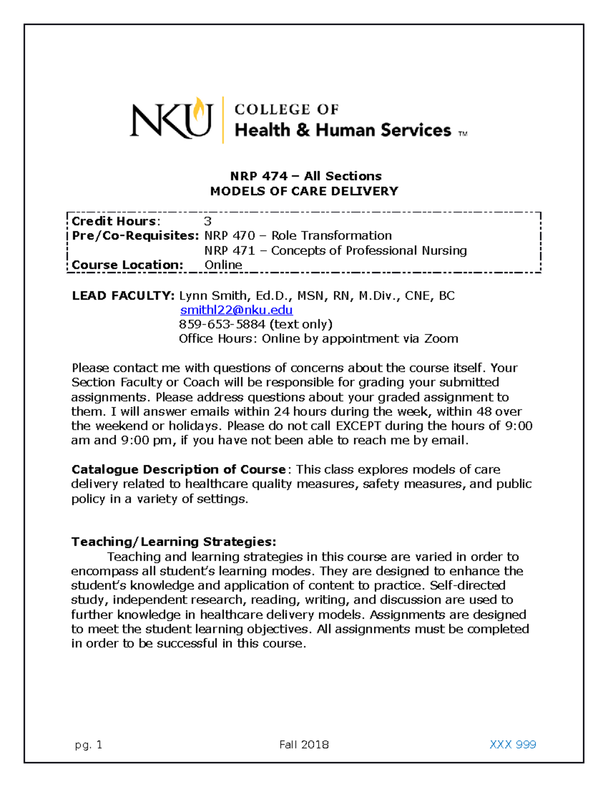 NRP 474 LSmith All Spring 2021 Syllabus - NRP 474 – All Sections MODELS ...