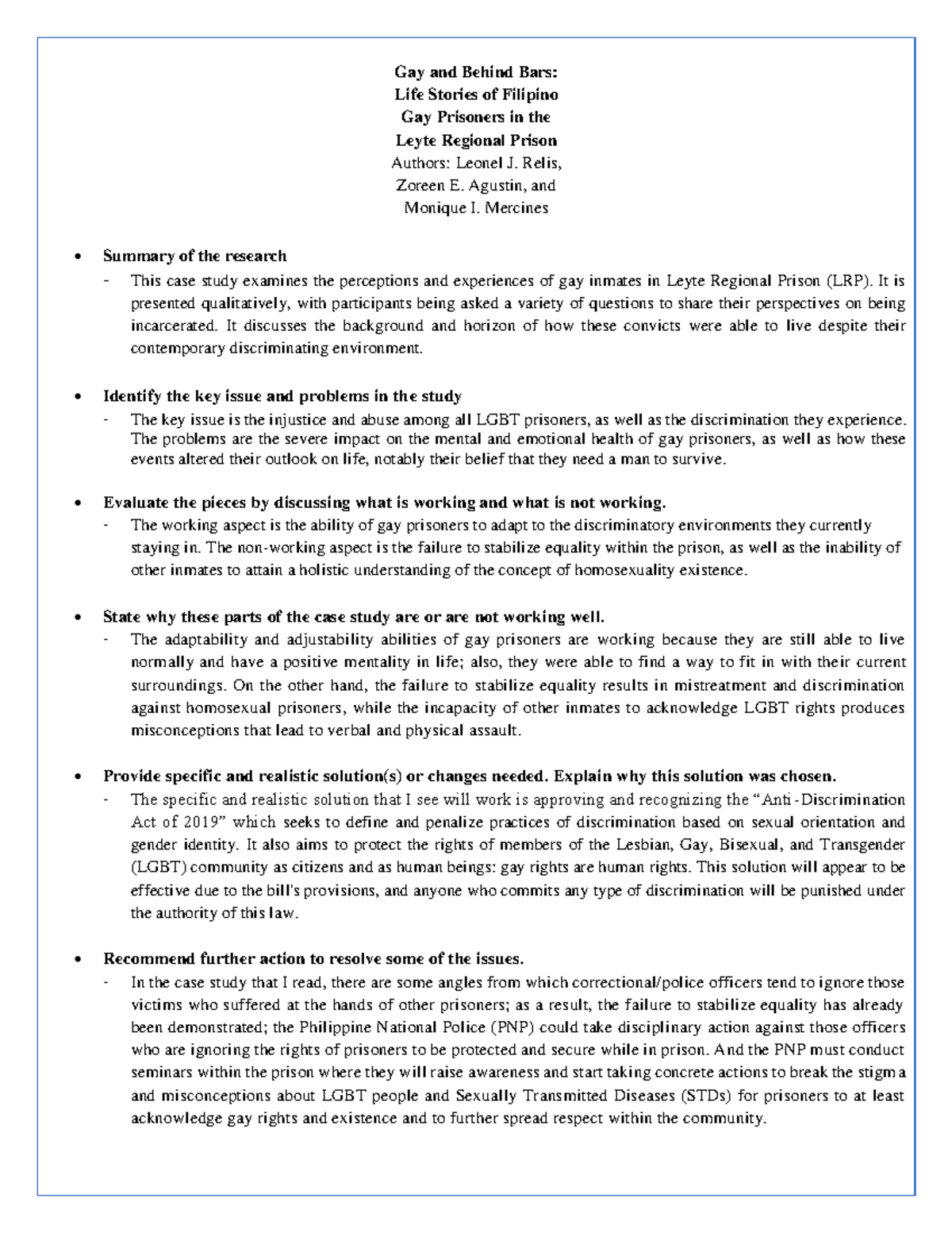 Case analysis, gay prisoners and polygynous marriages - Gay and Behind ...