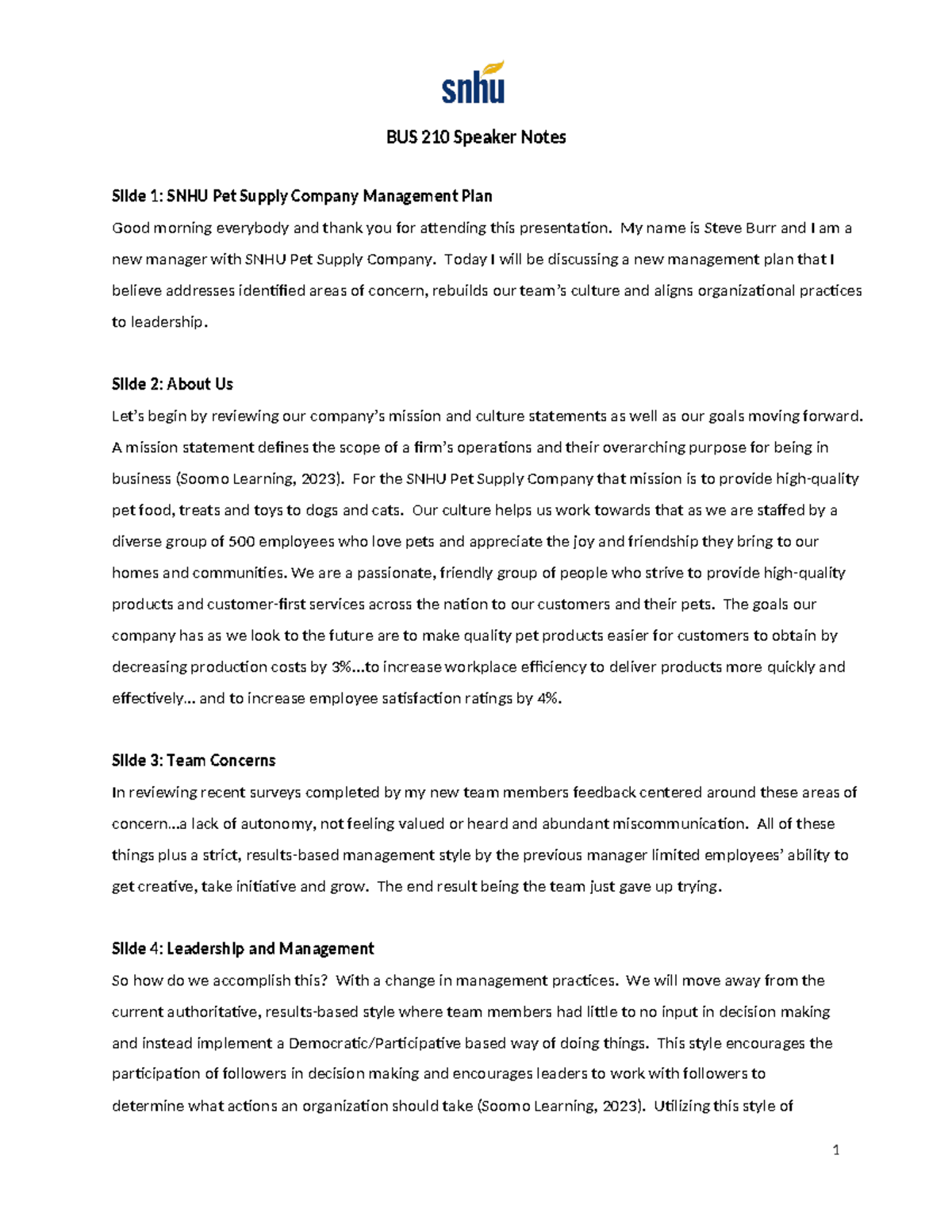 Module 7 Assignment - Speaker Notes - BUS 210 Speaker Notes Slide 1 ...