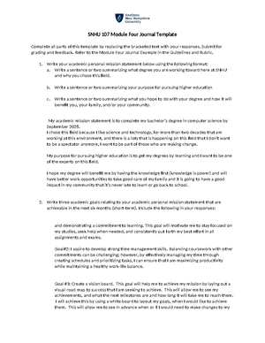 SNHU 107 Module Three Journal Template Completed - Submit for grading ...