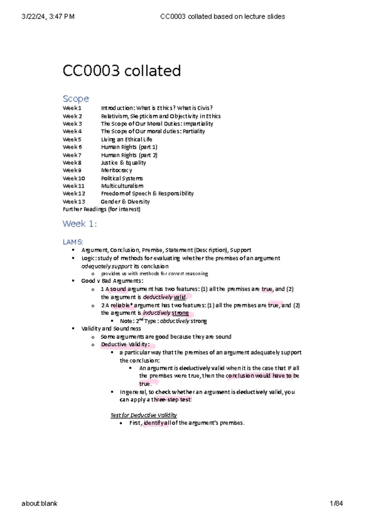 CC0003 collated based on lecture slides 2 - CC 0003 collated Scope Week 1 Introduction: What is ...