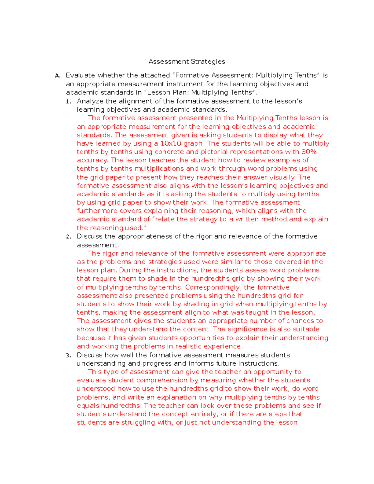Task 3- Assessment Strategies - EDUC 1301 - TCCD - Studocu