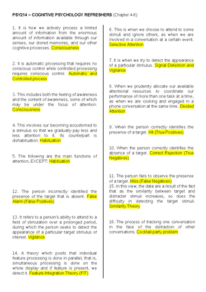 Psy214 Chapter 7 Review Notes - CHAPTER 7: REPRESENTATION AND ...