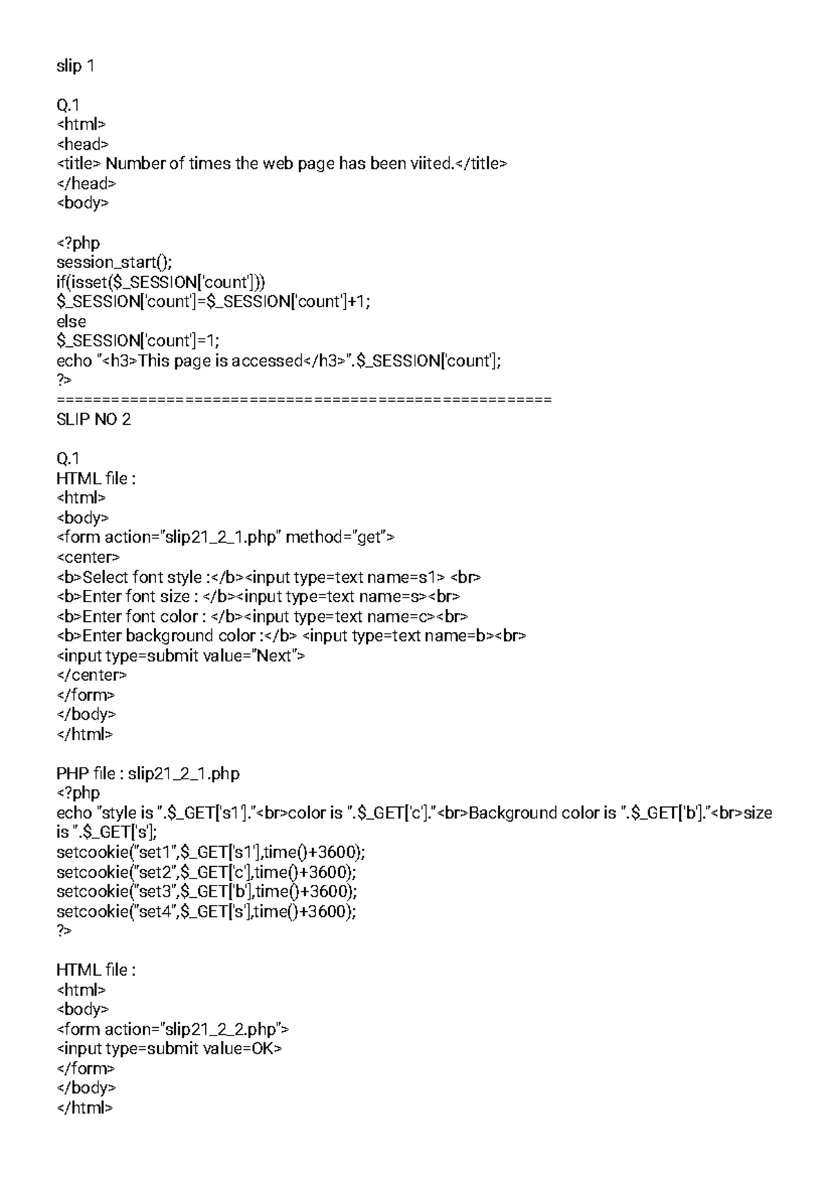 WT Solutions PDF - slip 1 Q. Number of times the web page - Studocu