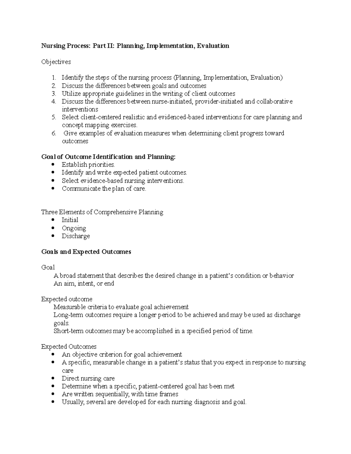 Nursing Process Part II (PIE) rev 7-20 - Nursing Process: Part II ...