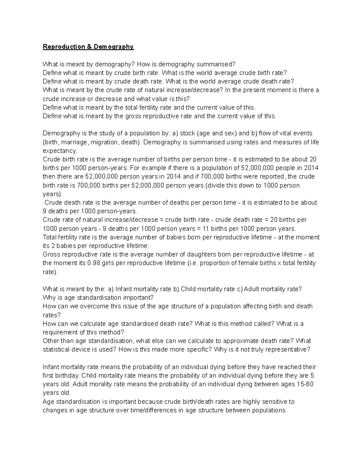 38 - Reproduction & Demography - Reproduction & Demography What is ...