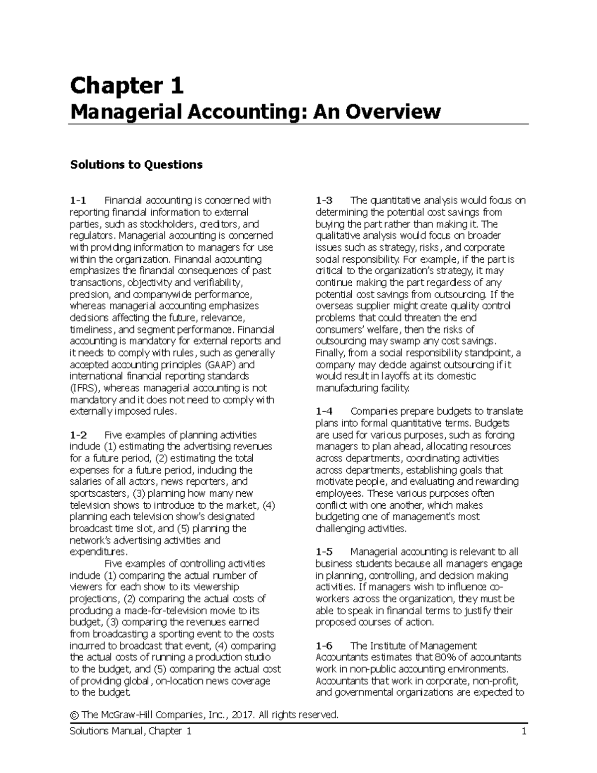 4th Edition Textbook Chapter 1 Answers - © The McGraw-Hill Companies ...