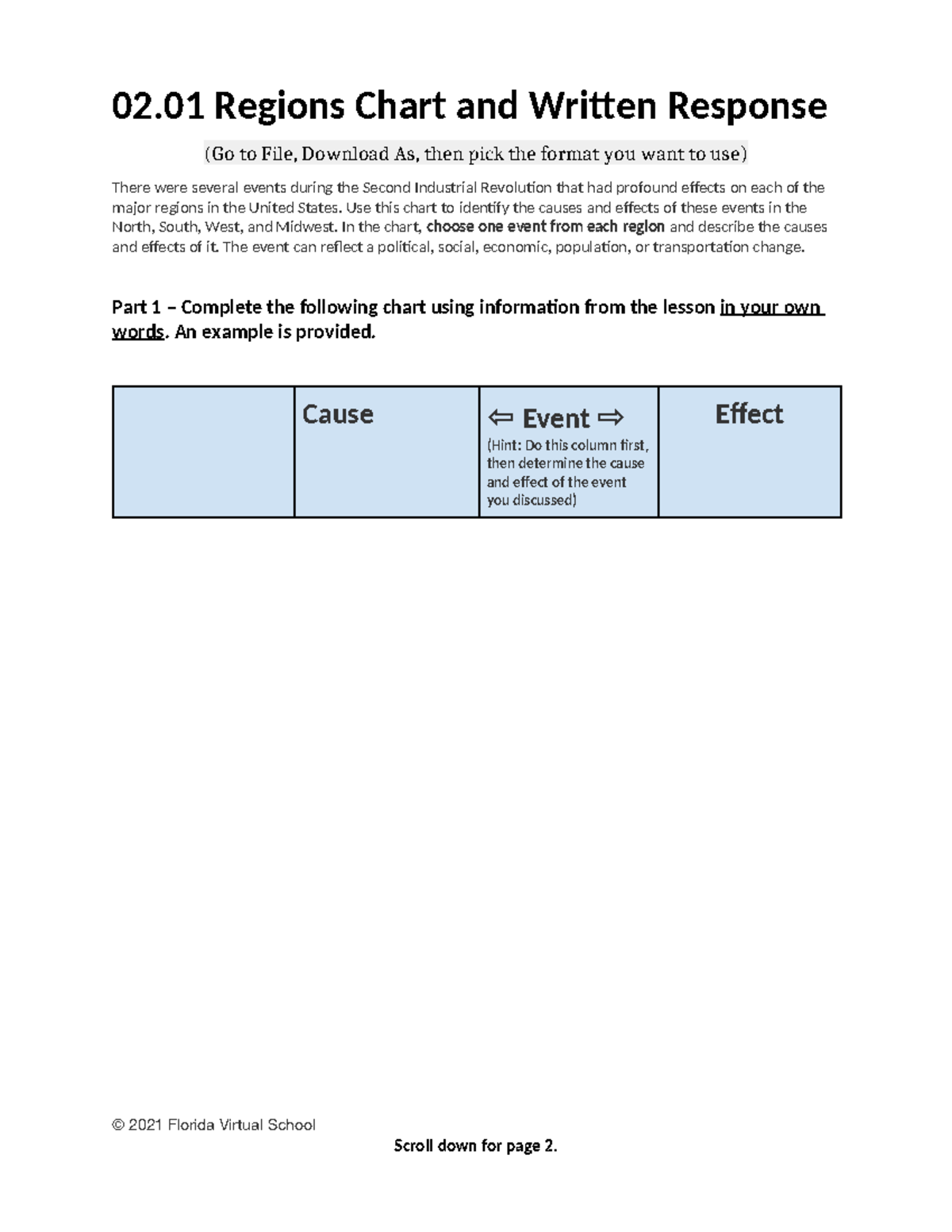 Copy of V21 2.01 Assignment Template - 02 Regions Chart and Written Response (Go to File ...