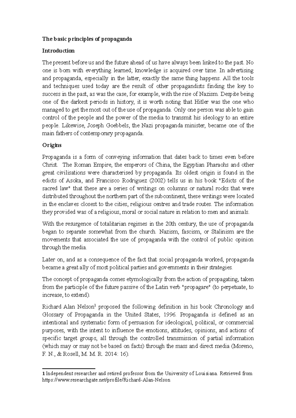 The basic principles of propaganda - The basic principles of propaganda Introduction The present ...