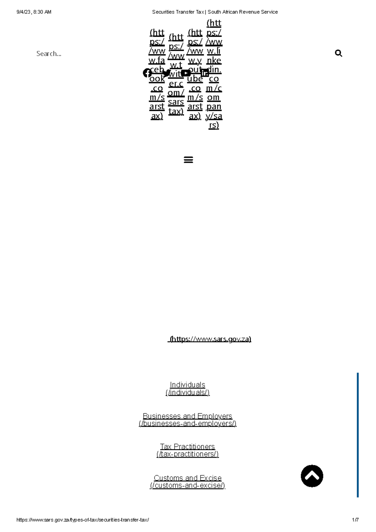 Securities Transfer Tax South African Revenue Service - Search... (htt ...