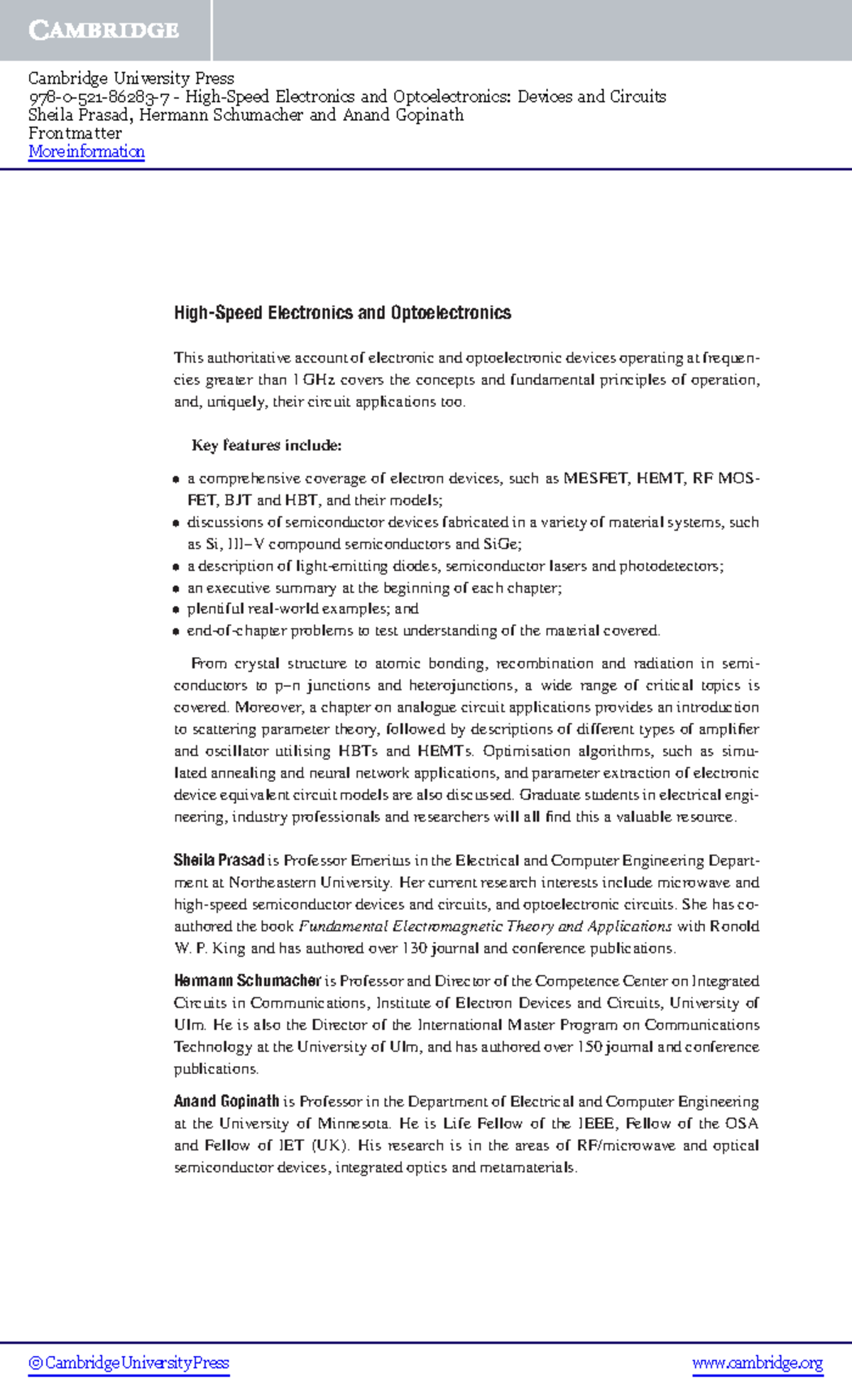 High speed electronics and optoelectroni - High-Speed Electronics and ...