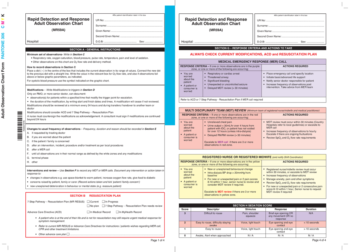 4 a SA Adult Observation Chart - Adult Observation Chart Form PANTONE ...