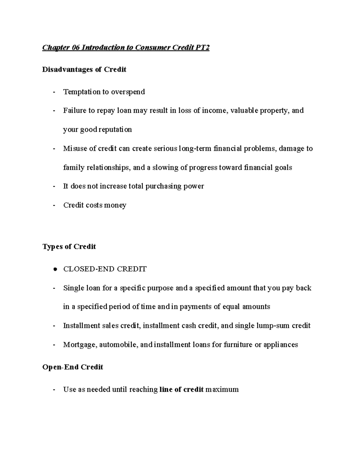 Chapter 06 Introduction to Consumer Credit pt2 - households carry one ...