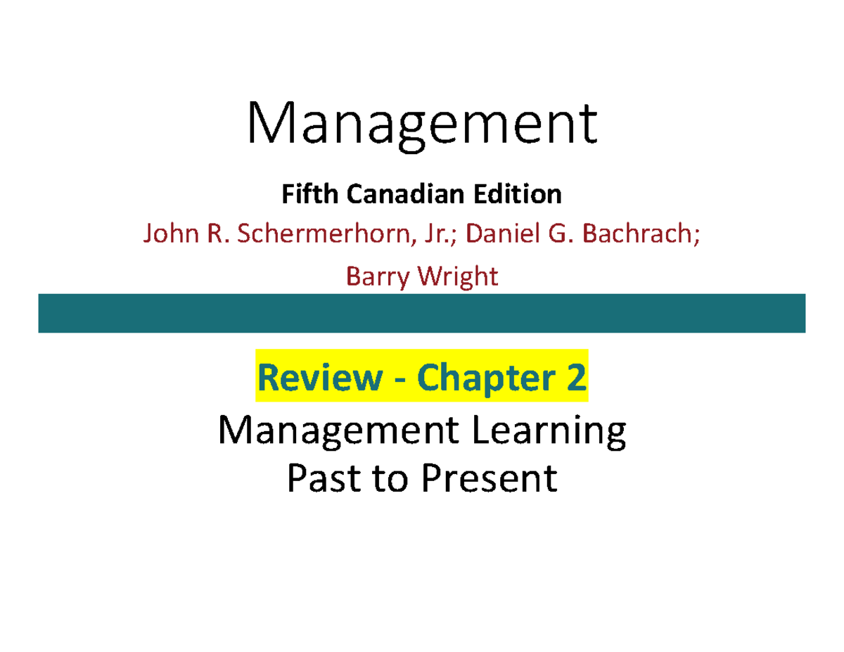 Class 4 - GMS 200 - Chapter 8 - Management Fifth Canadian Edition ...