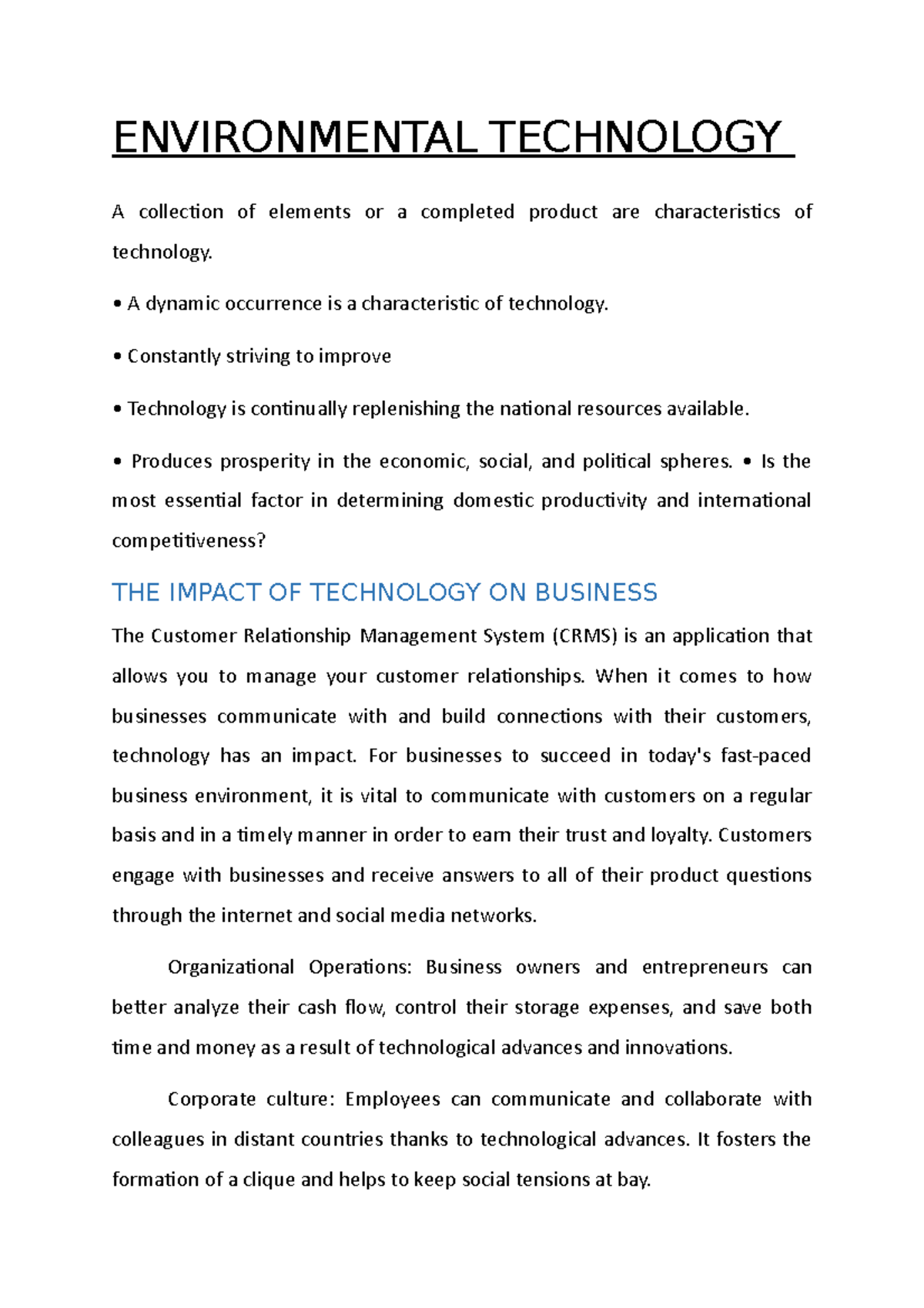 Environmental Technology - ENVIRONMENTAL TECHNOLOGY A collection of ...