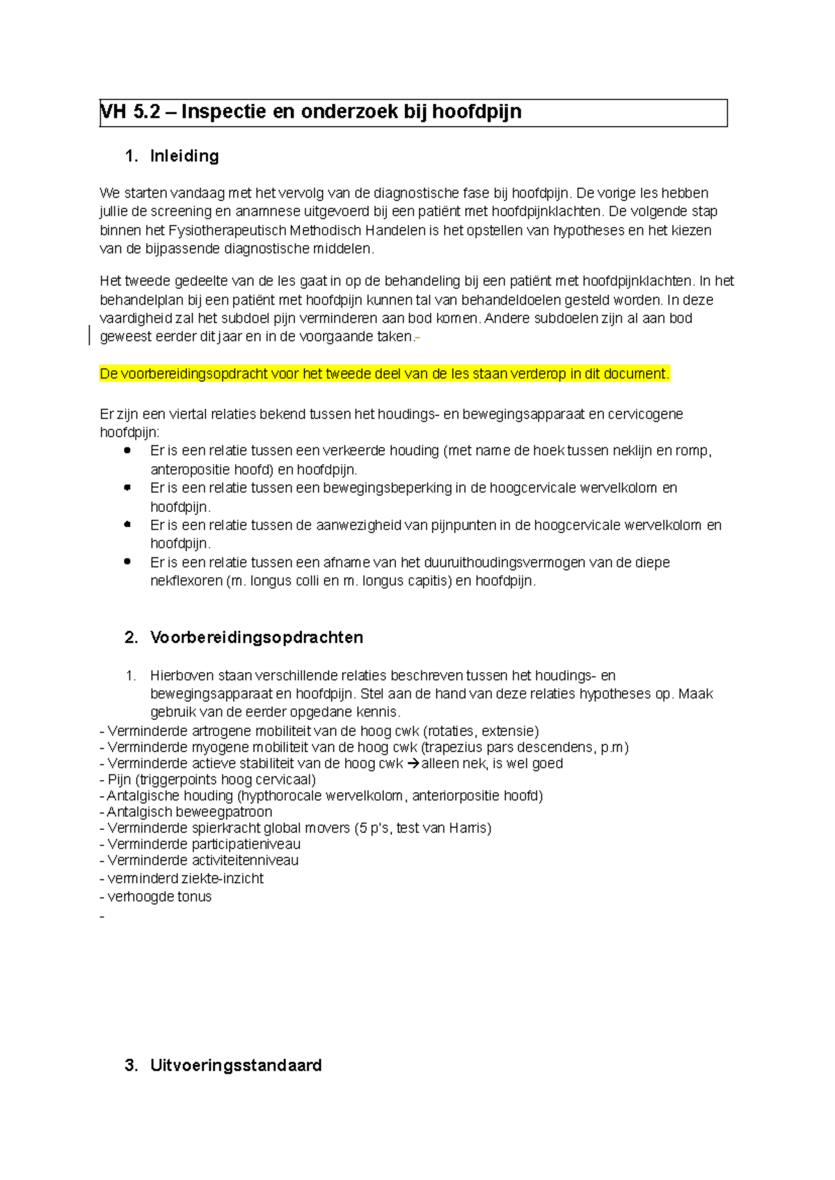 VH 5.2 Diagnostiek en behandelplan bij hoofdpijn - VH 5 – Inspectie en ...