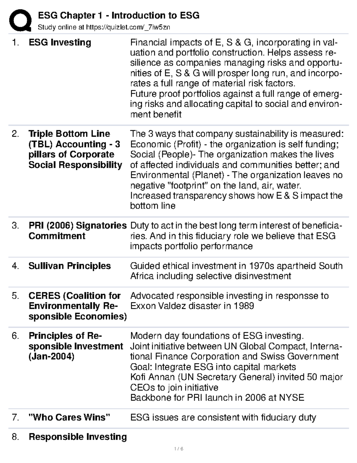 Eso ESG Cert - Chapter 1 - Study note for CFA ESG Certificate - Study ...