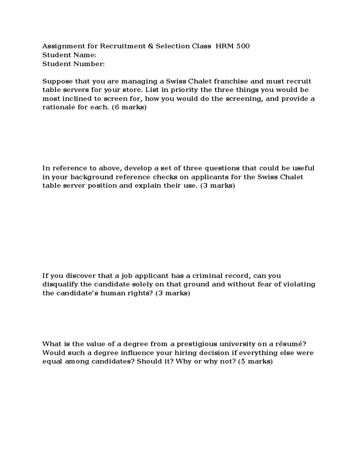 Case study Assignment Student Copy - Assignment for Recruitment ...
