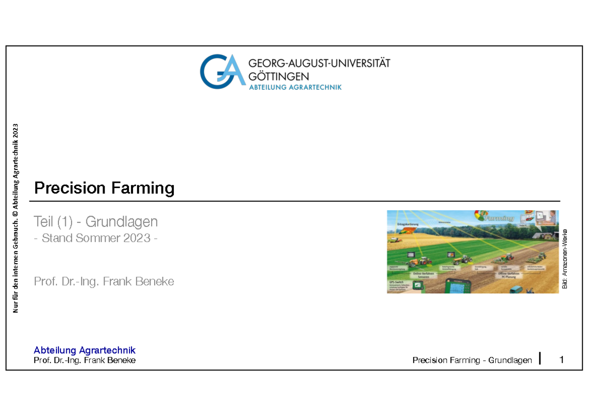 Skript 8 AT 1 Precision Farming Grundlagen Beneke Stand 2023 Version 1 ...