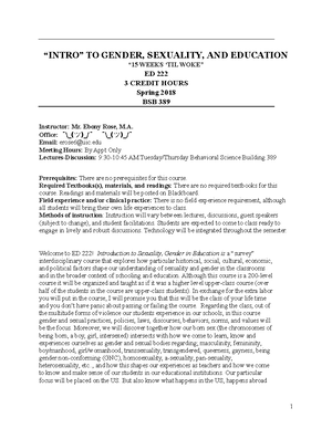 Gender and Sexuality Studies Study Notes - Introduction Le genre et l ...