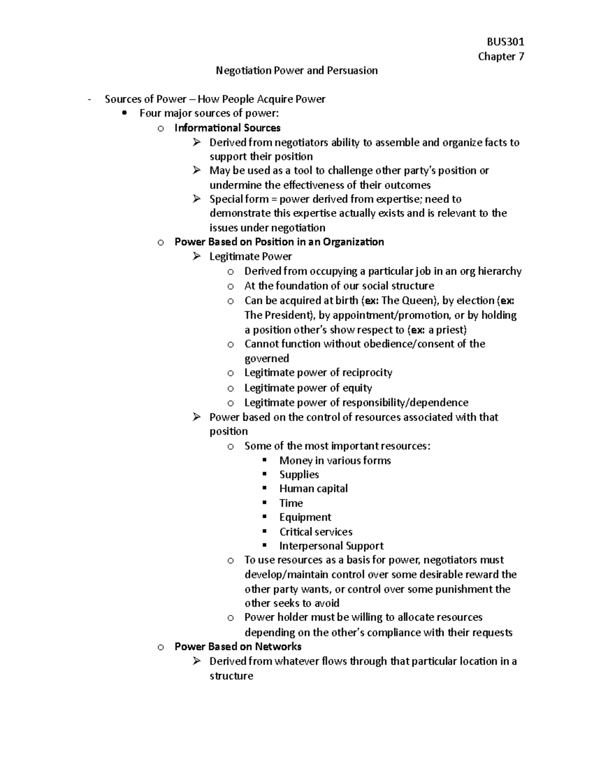 Chapter 7 - Summary Essentials of Negotiation - Chapter 7 Negotiation ...