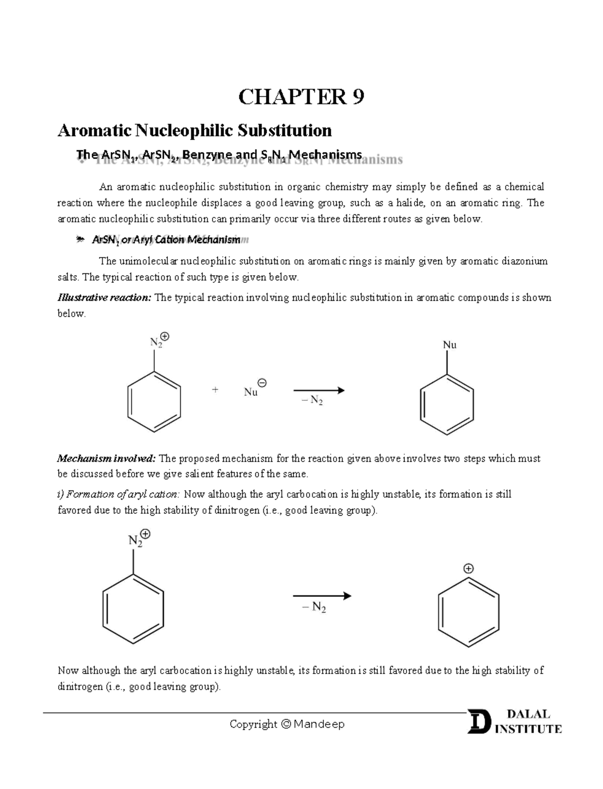 Atoocv 1 9 0 Aromatic Nucleophilic Substitution - The ArSN 1 , ArSN 2 ...