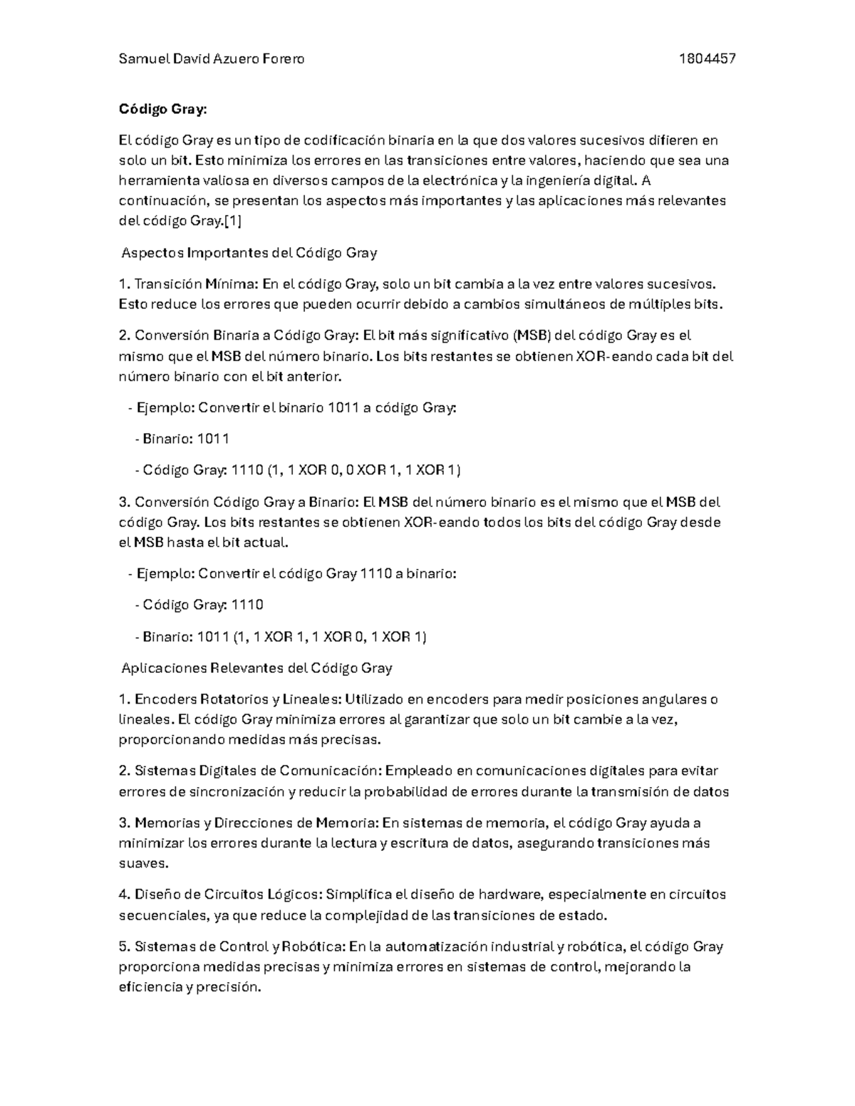 Codigos Binarios - Código Gray: El código Gray es un tipo de ...