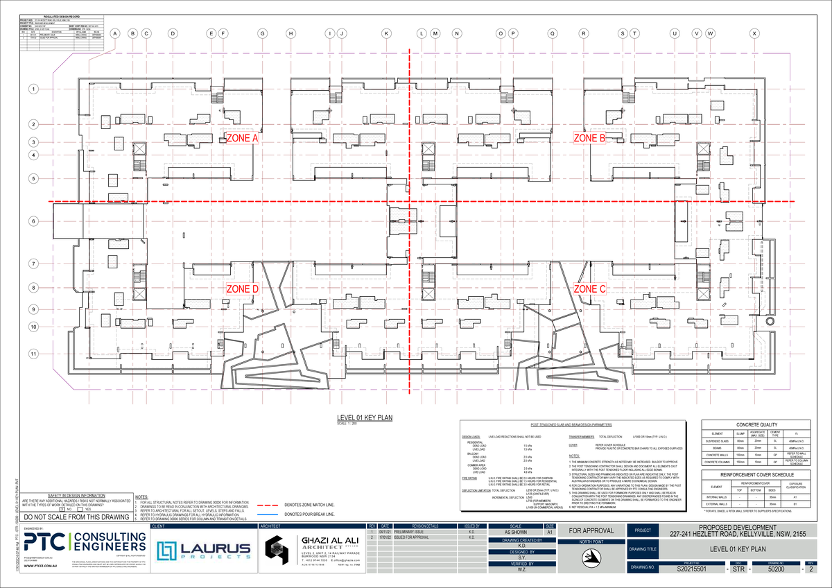PTC-STR-50200 - 2 - Level 01 KEY PLAN - POST-TENSIONED SLAB AND BEAM ...