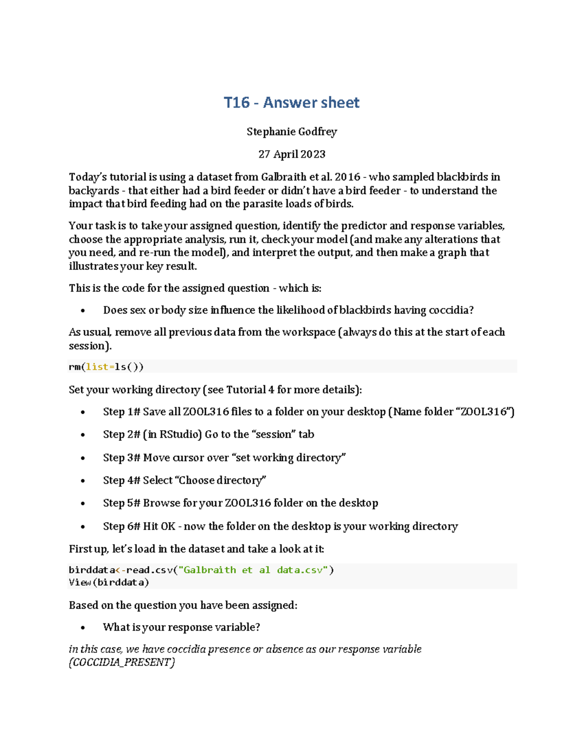 T16-Tutorial Answers - Tutuorial 16 - T16 - Answer sheet Stephanie ...