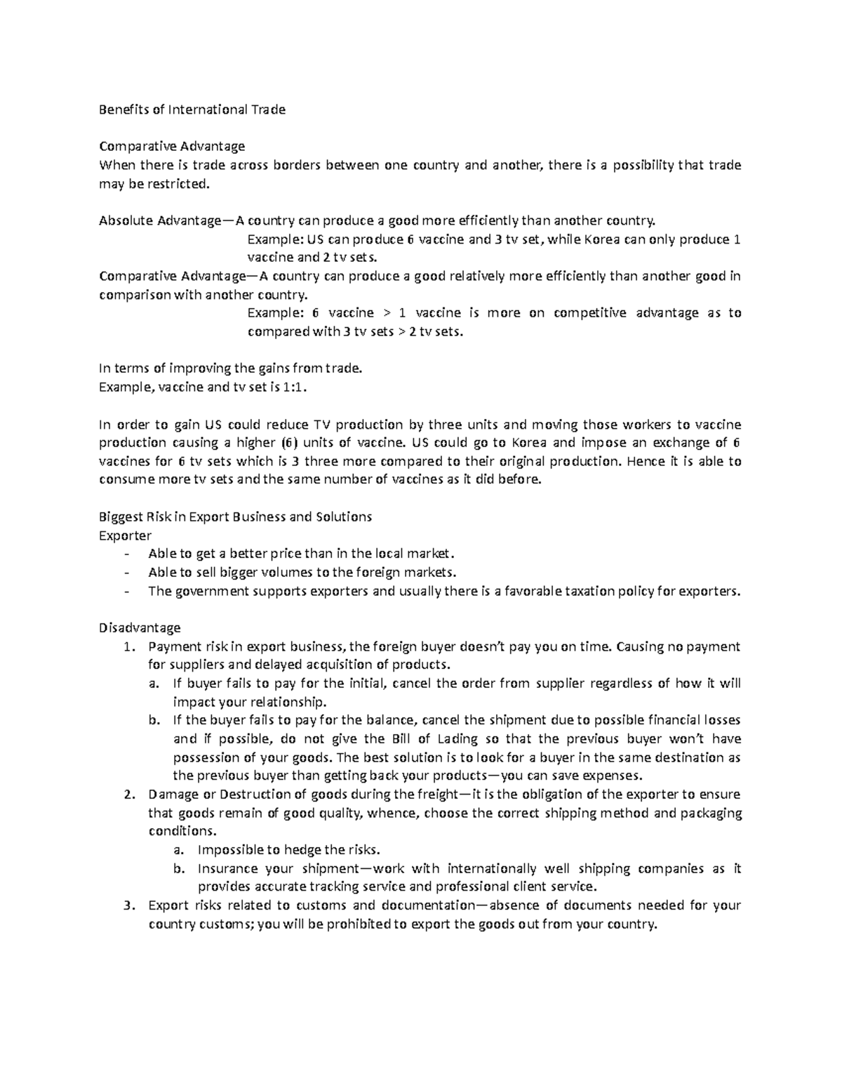 Benefits of International Trade - Benefits of International Trade ...