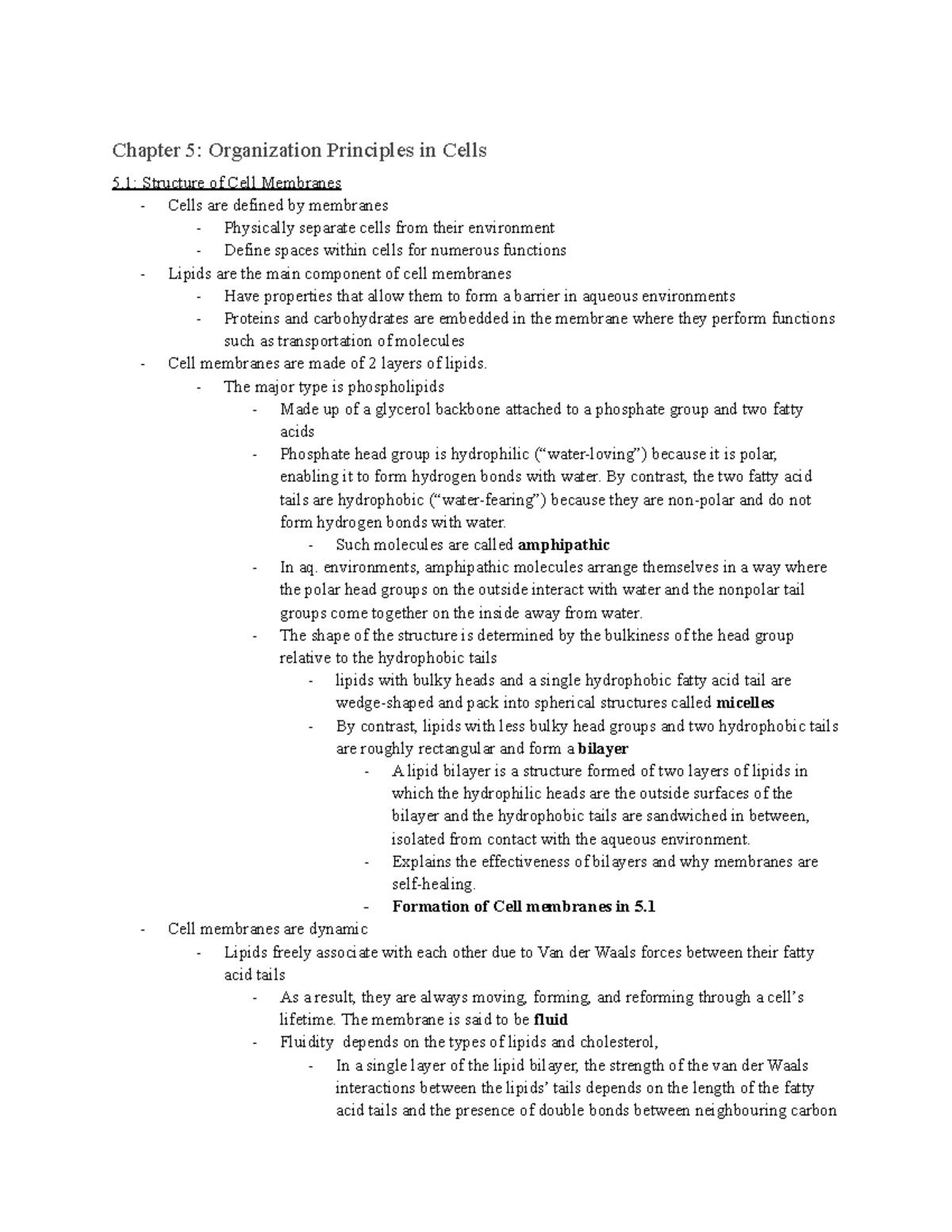 Bio Module 2 - Chapter 5: Organization Principles in Cells 5: Structure ...