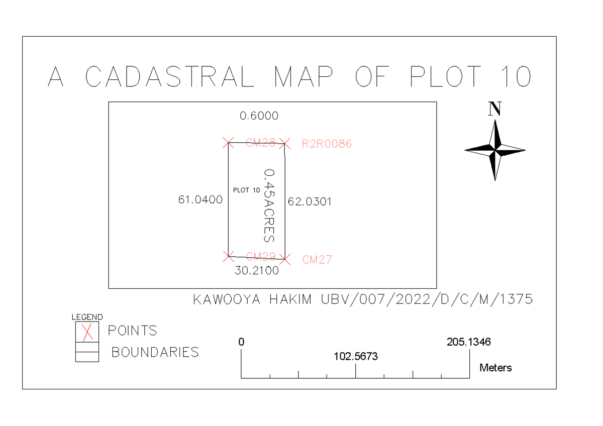 PLOT 10 - surveyed plot - Land Surveying and Geomatics - N Meters 0 102 ...