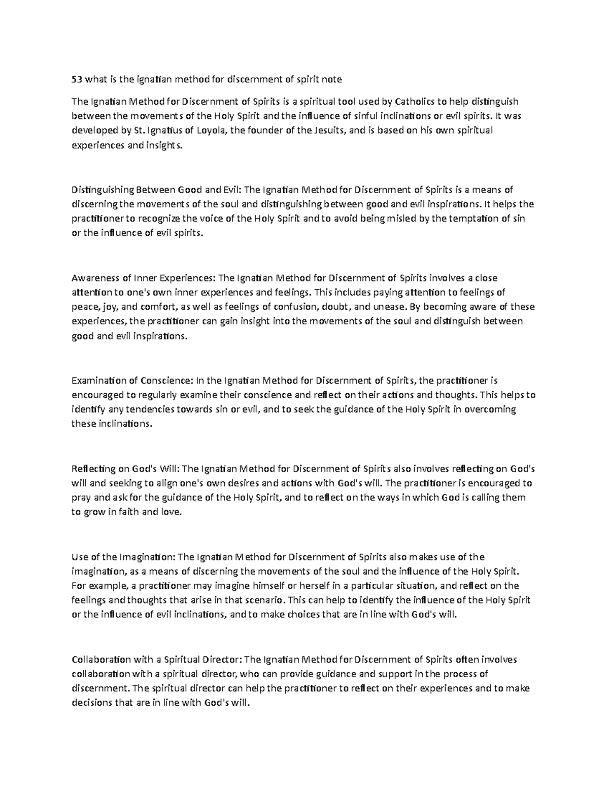 53 what is the ignatian method for discernment of spirit note - It was ...