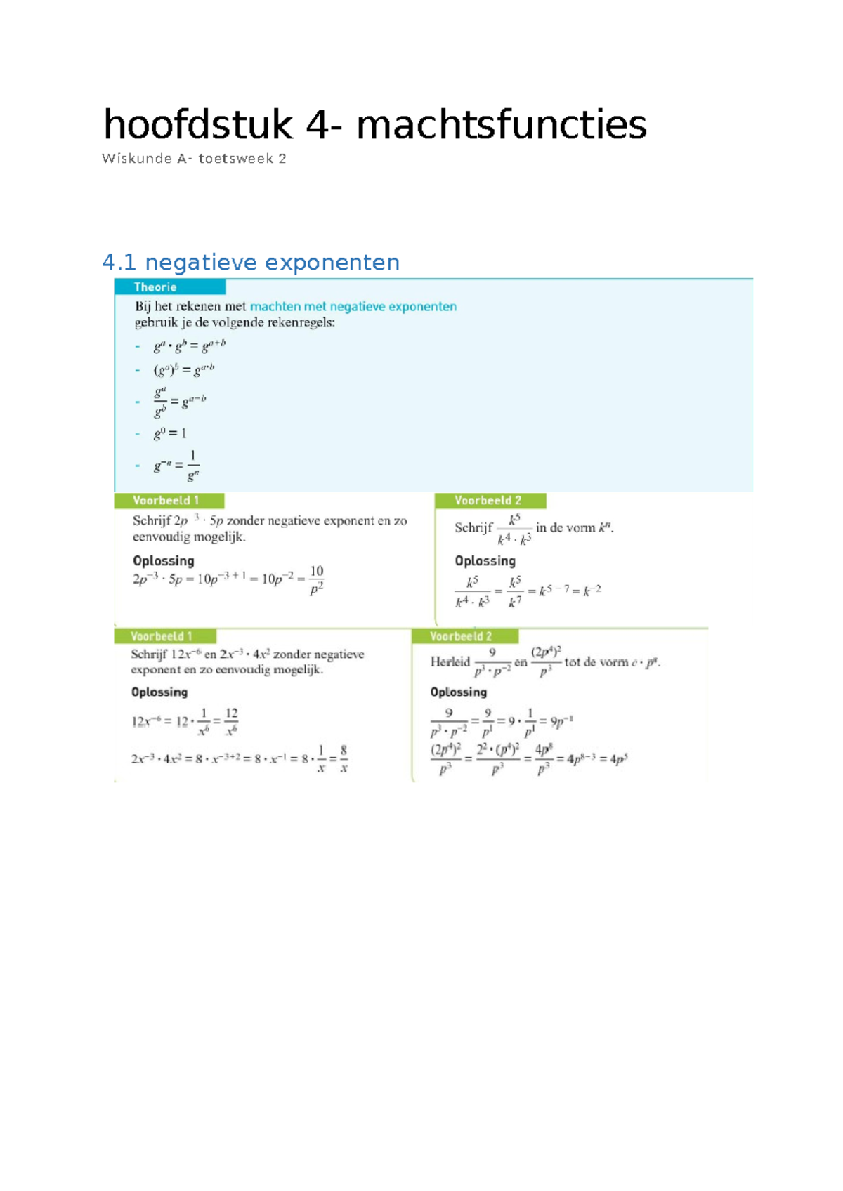 Vwo 4 wiskunde A hoofdstuk 4 - Wiskunde A - hoofdstuk 4- machtsfuncties ...