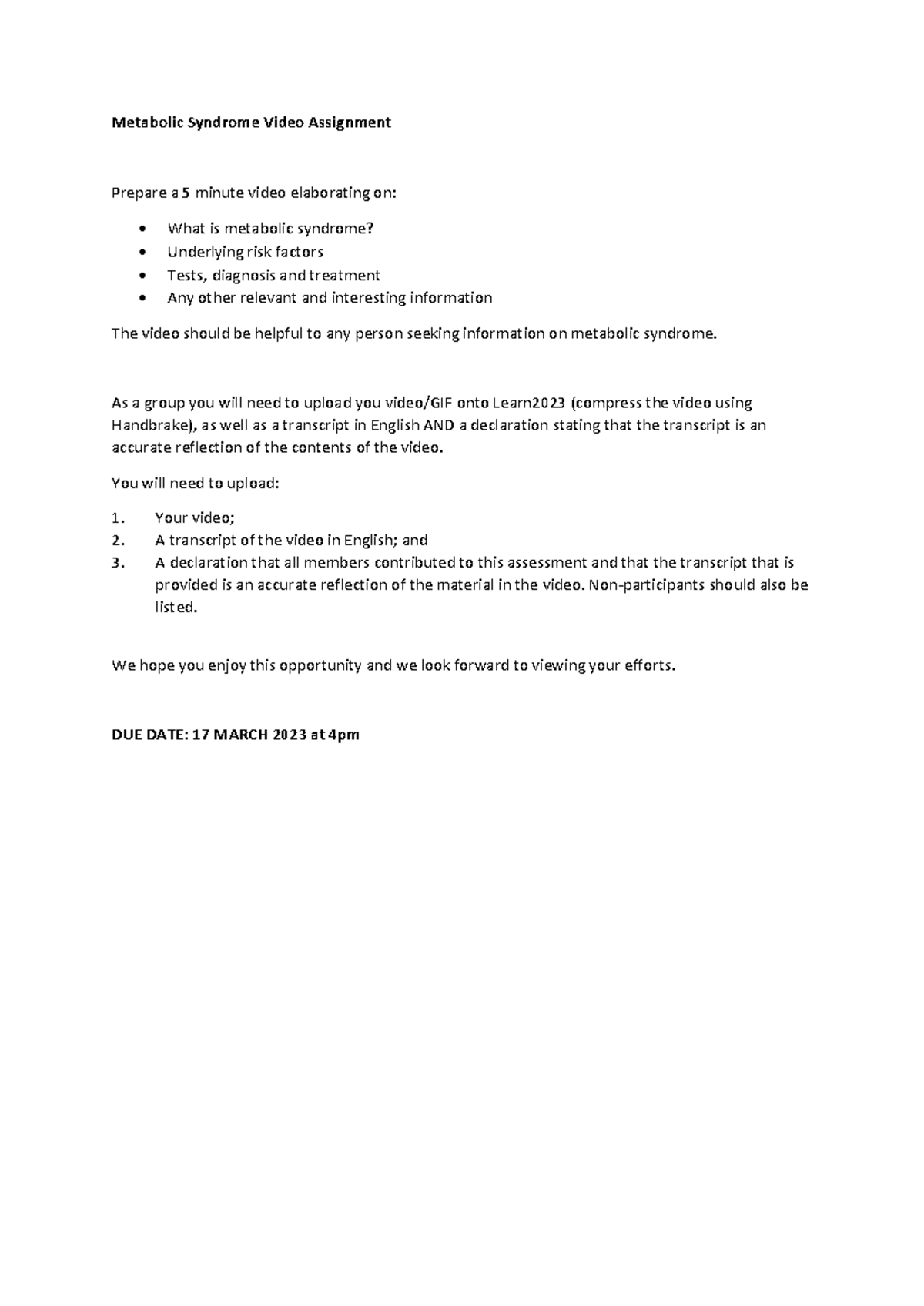 Assignment 1 - It's about physiological aspects of a human body ...