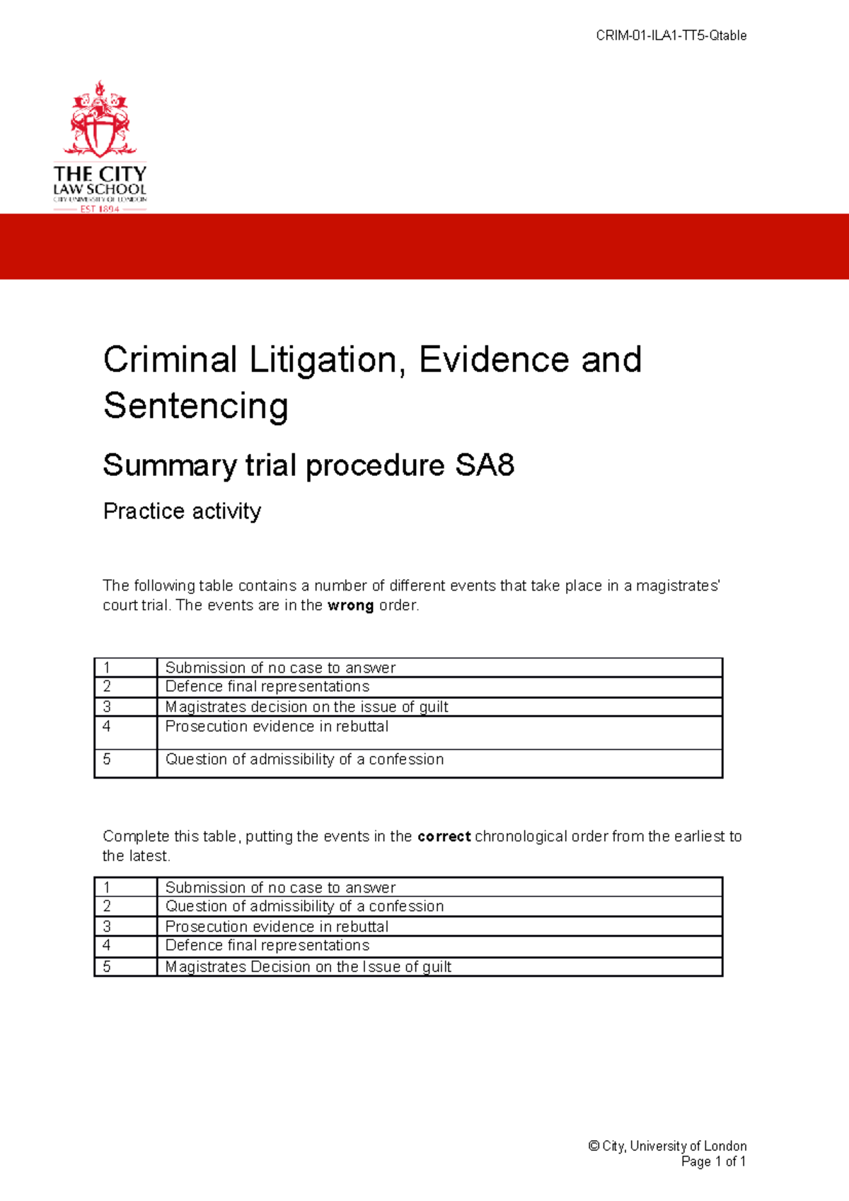 CRIM 01 ILA1 TT5 Qtable - Evidence & Sentencing Table - CRIM-01-ILA1 ...
