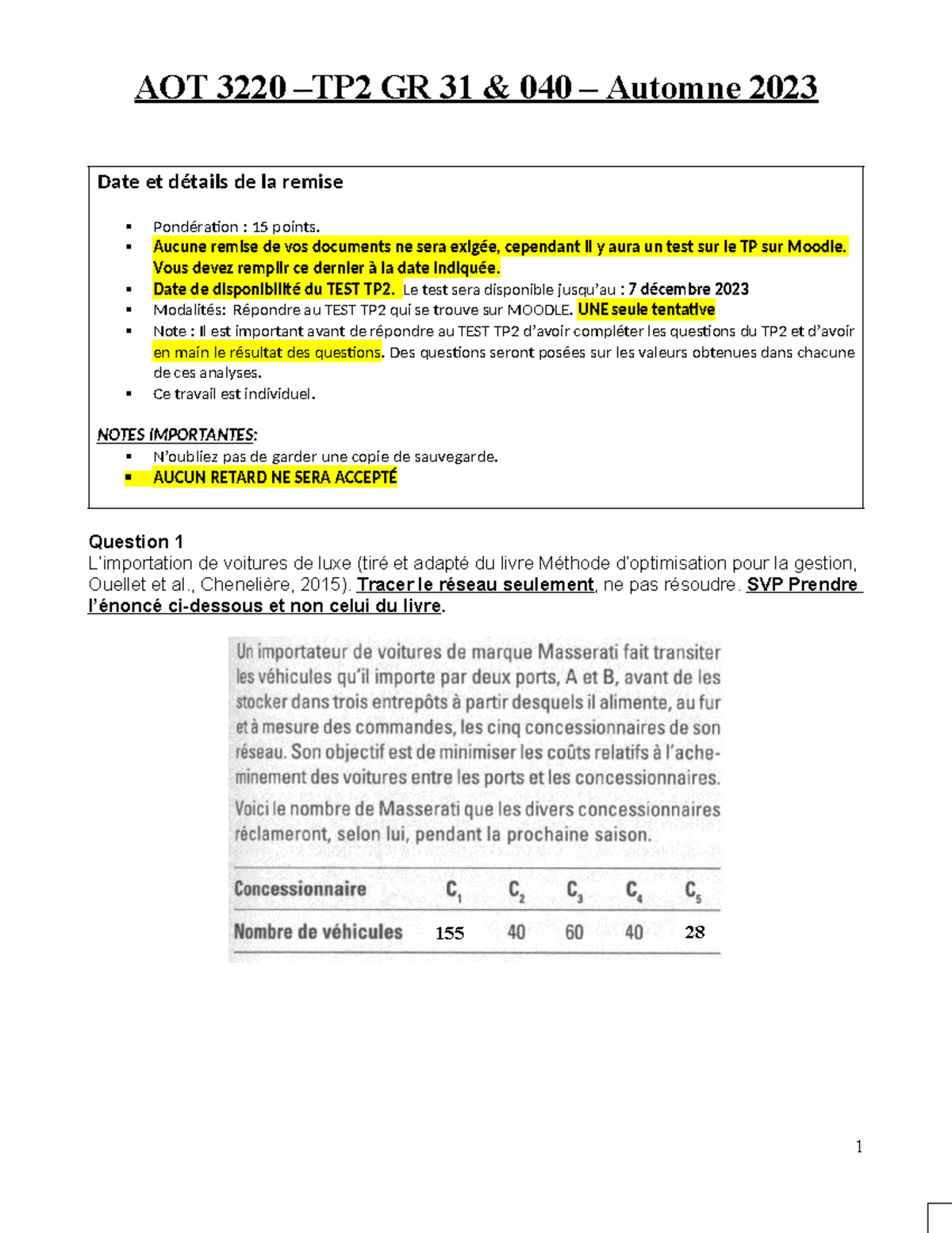 AOT 3220-tp2-A23 - AOT 3220 –TP2 GR 31 & 040 – Automne 2023 Date et ...