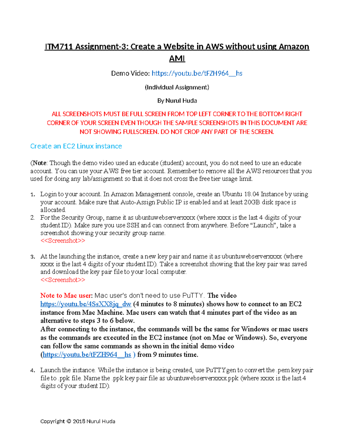 Assignment 3-Create a Website in AWS without using Amazon AMI - ITM711 Assignment-3: Create a ...