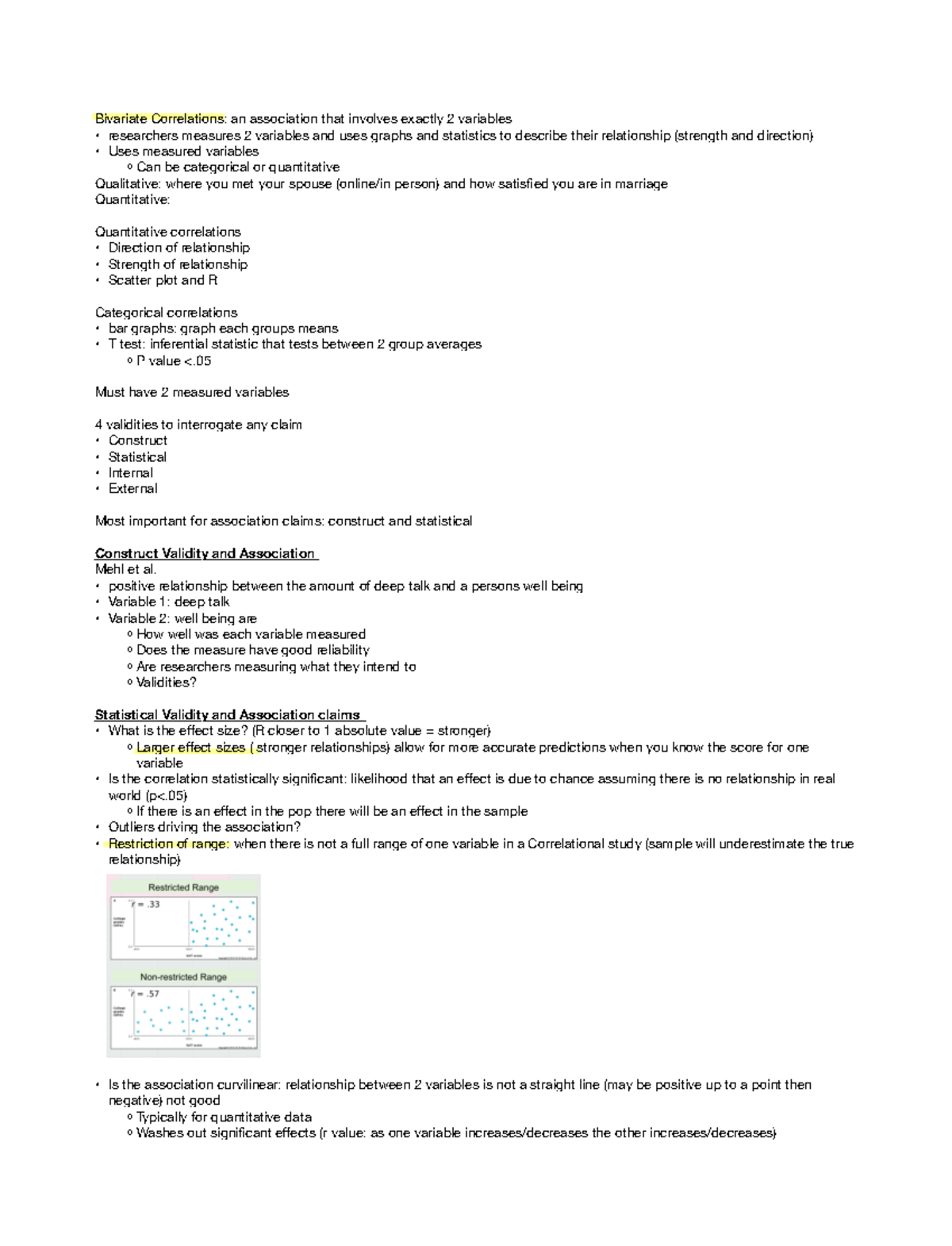 Evaluating Association claims - Bivariate Correlations: an association ...