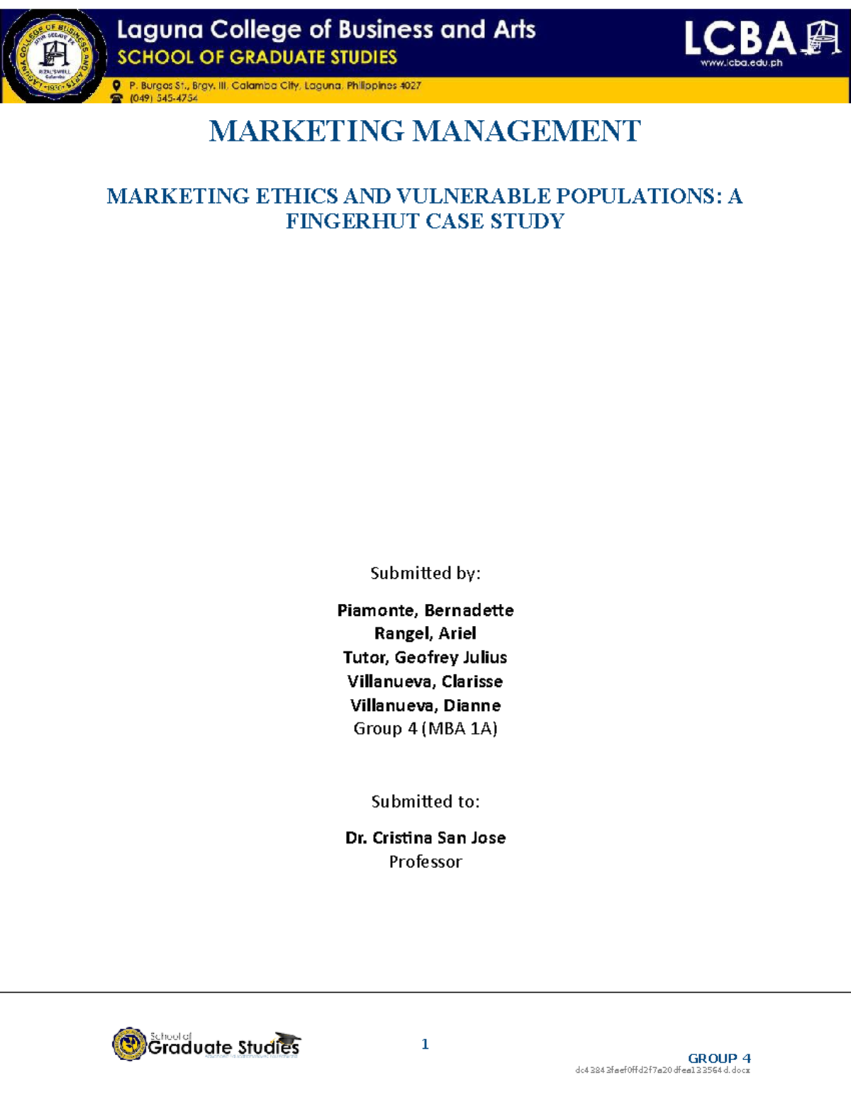 MKTG Case Study 1 - asdasd - MARKETING MANAGEMENT MARKETING ETHICS AND ...